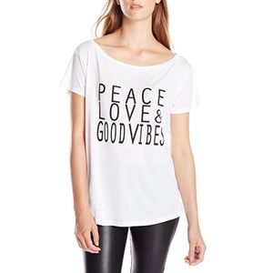 Rebecca Minkoff | Tops | Graphic Peace Love Good Vibes Tee Shirt | Poshmark